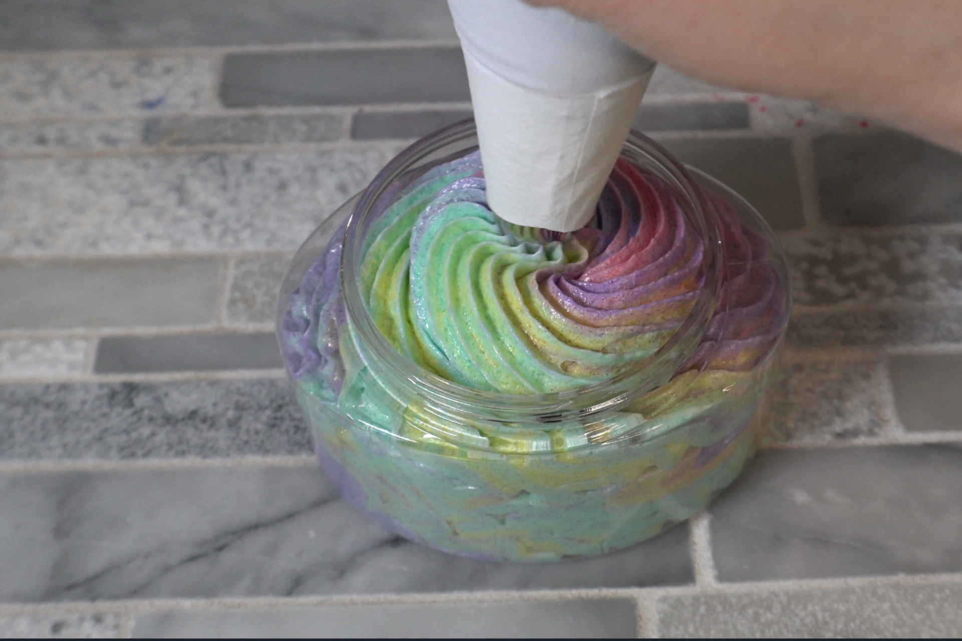 DIY Whipped Rainbow Sugar Scrub - Summer Rain